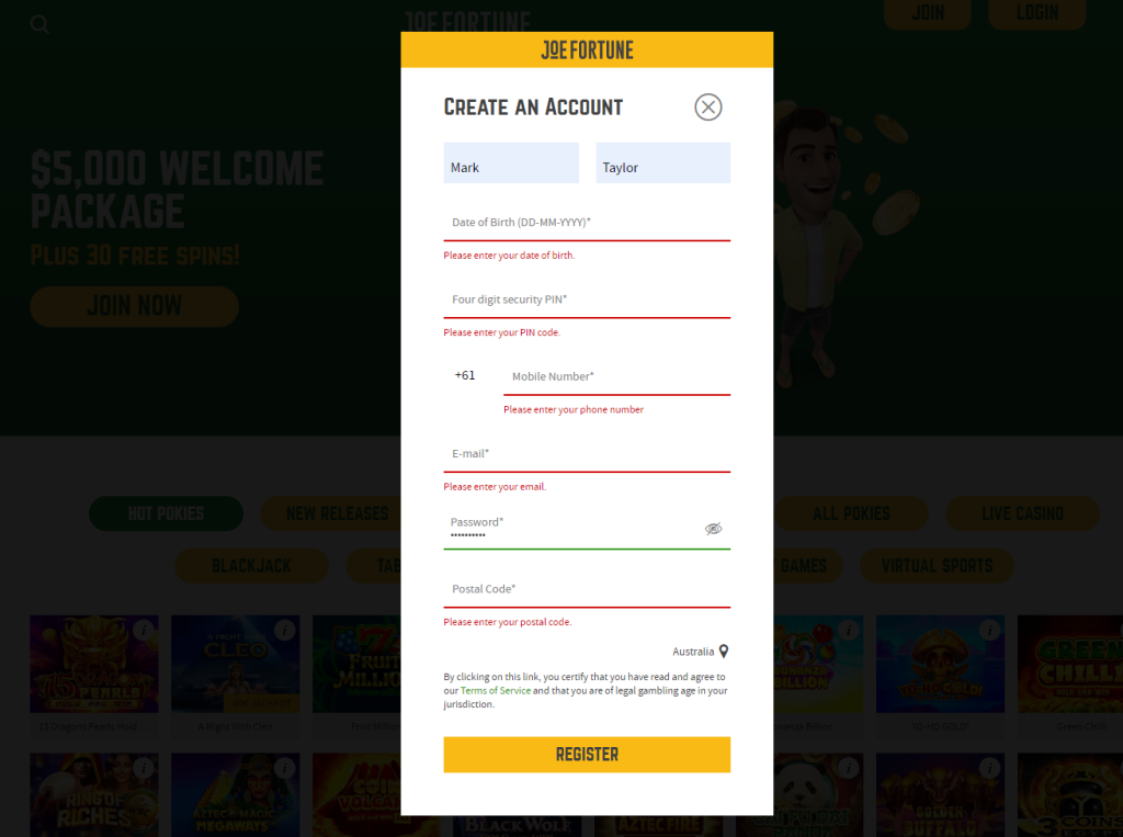 Joe Fortune Review - Online Pokies With Hot Drop Jackpots - Casino Whizz